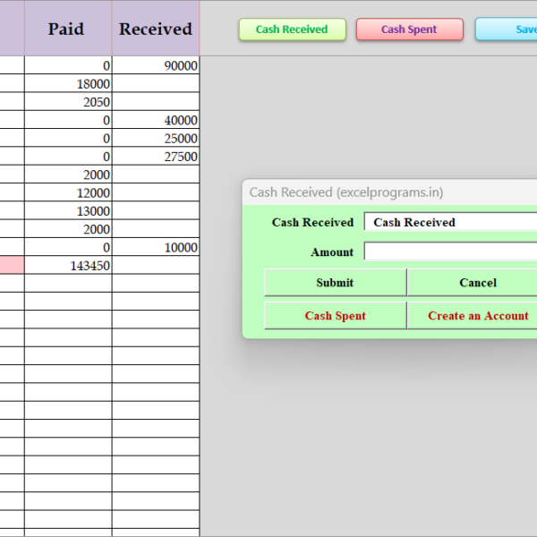 Petty Cash Received & Spent – Excel Programs 4U